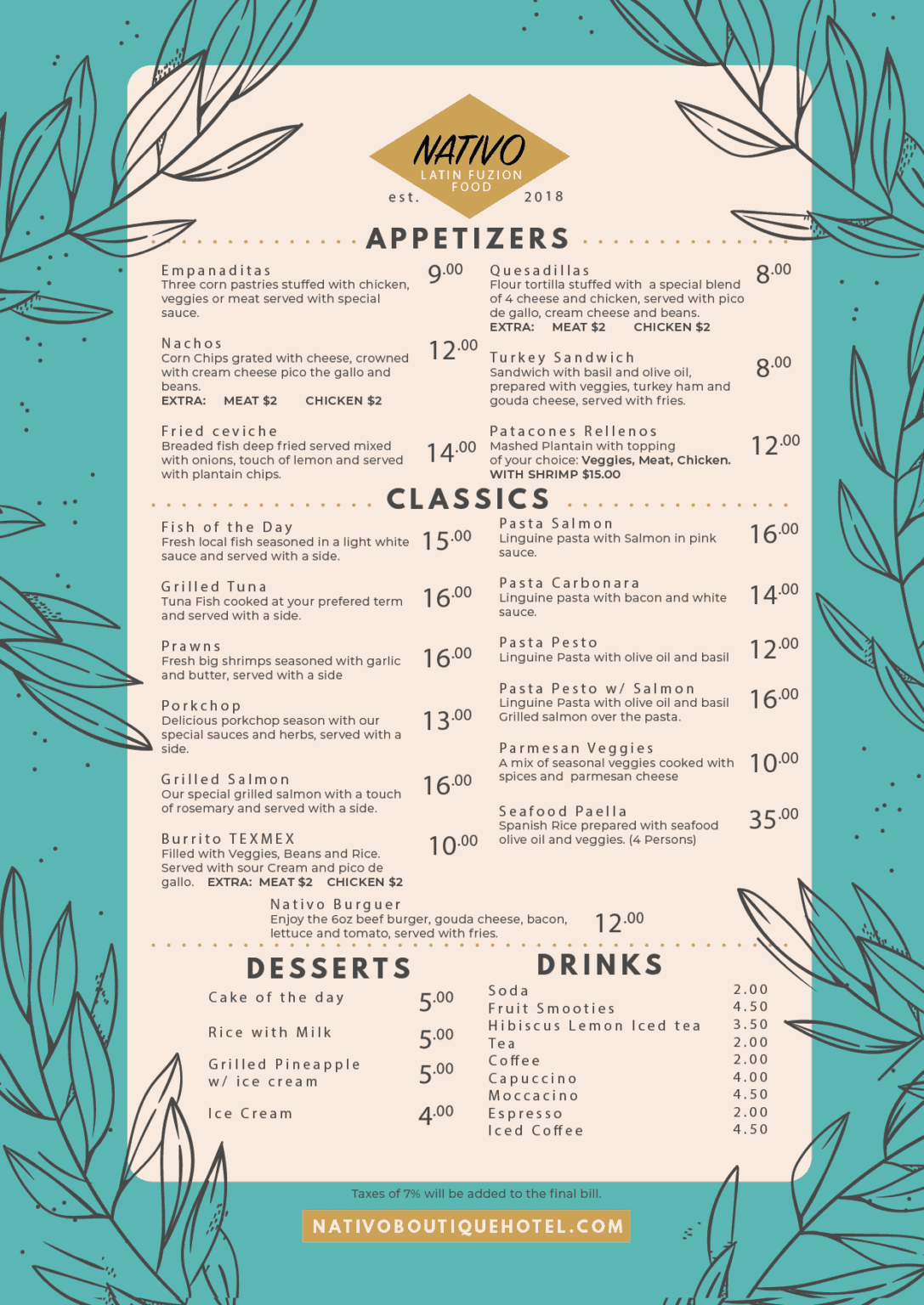 English Menu - NATIVO